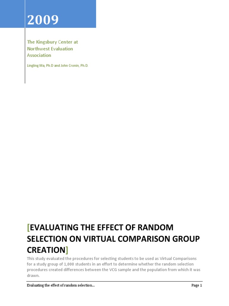 Evaluating The Effect of Random Selection On Virtual Comparison Group Creation | PDF | Errors ...