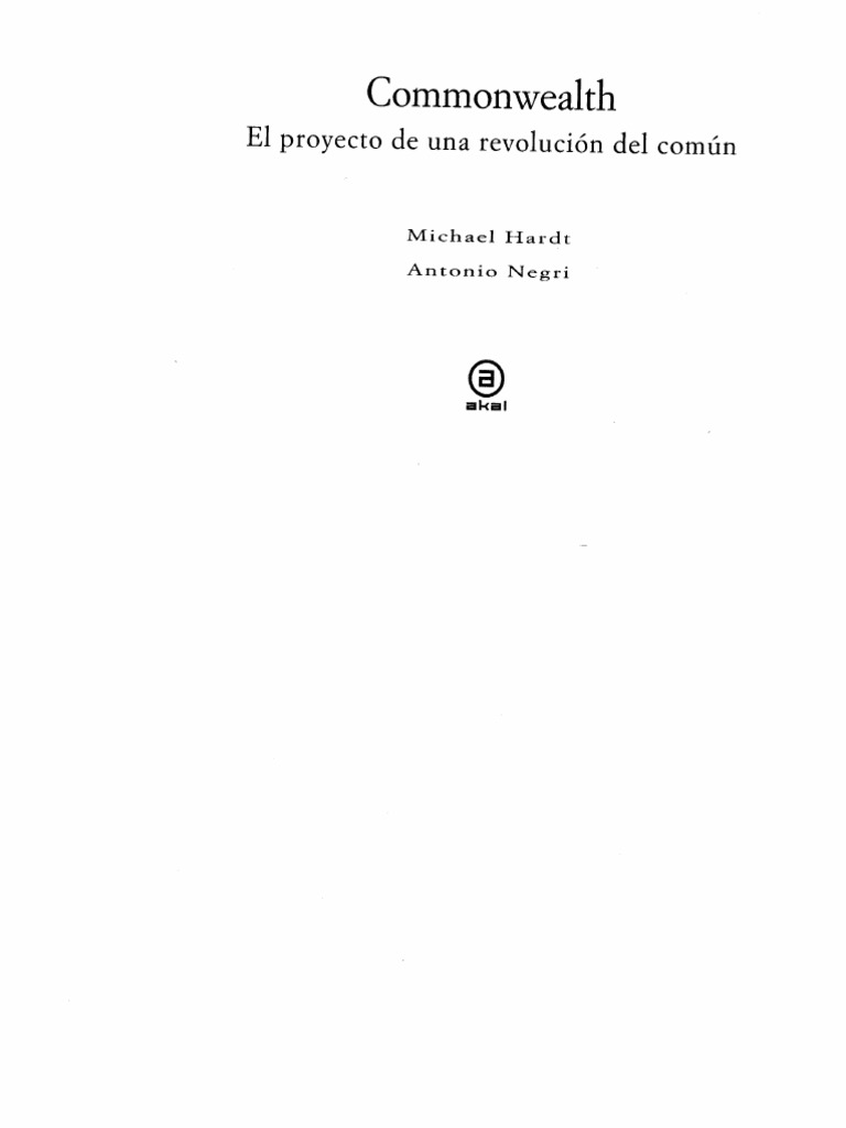 Antonio Negri Commonwealth | PDF