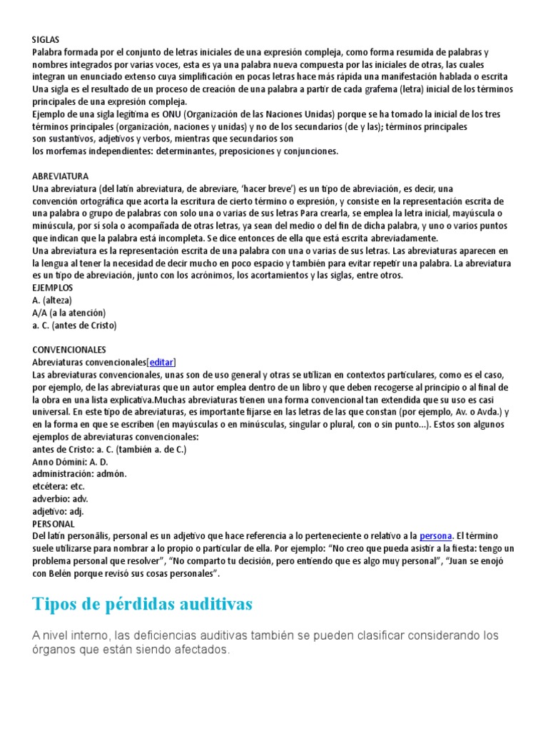 Siglas y Abreviaturas: Definición y Ejemplos | PDF | Acrónimo | Palabra