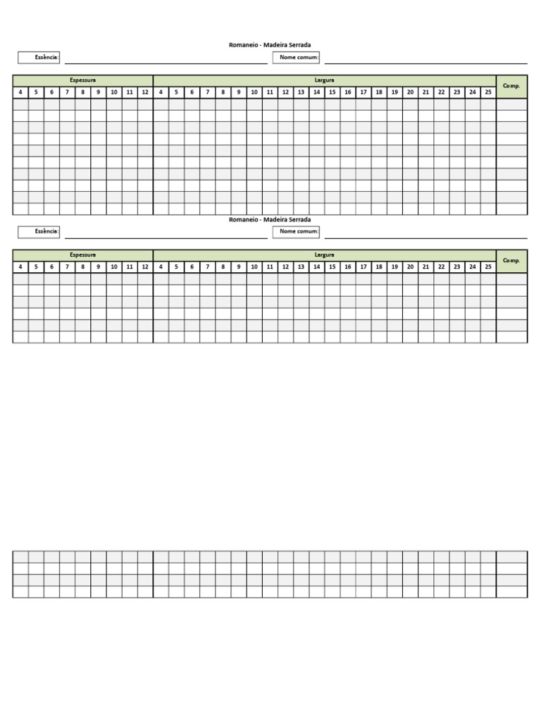 Romaneio Madeira Serrada