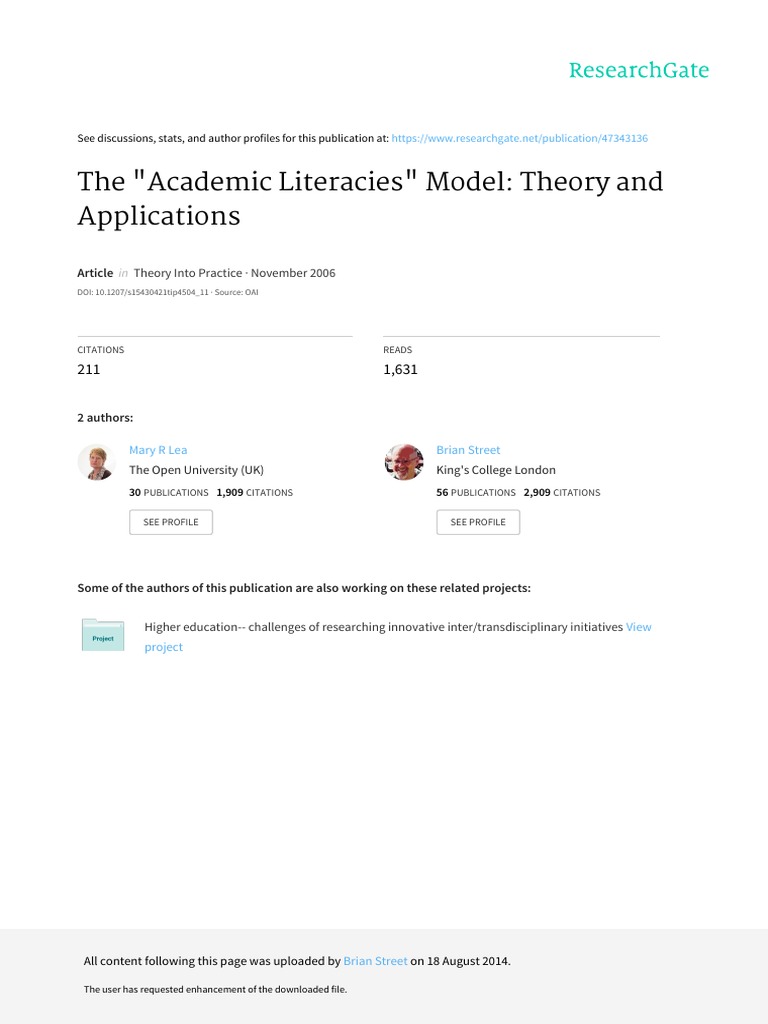 Academic Literacies | PDF | Literacy | University
