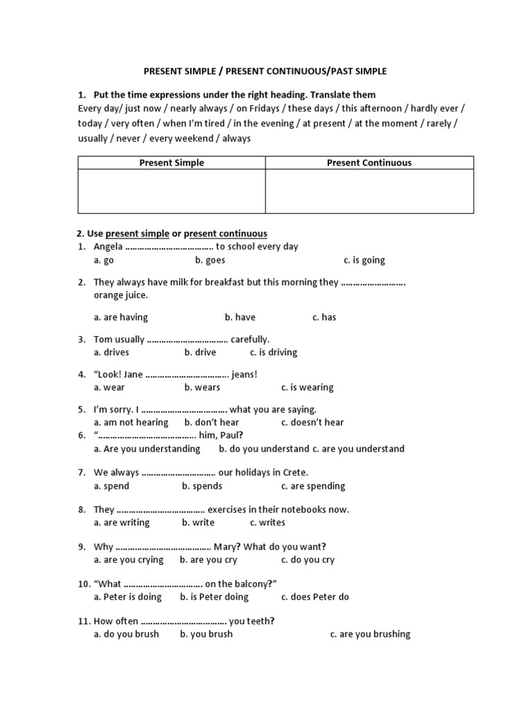 Present Simple Vs Present Continuous | PDF