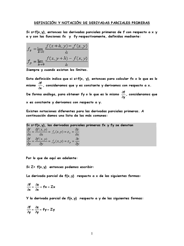 Definición y Notación de Derivadas Parciales Primeras | PDF | Derivado | Pendiente
