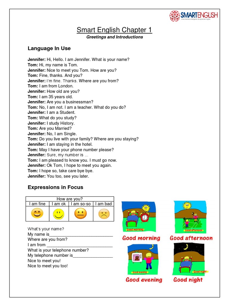 Smart English 1: Greetings & Introductions | PDF | Semiotics | Languages