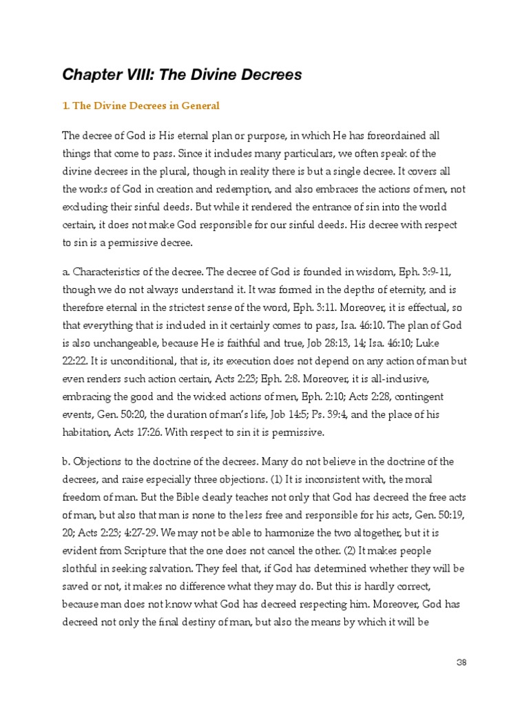 Chapter VIII: The Divine Decrees | Download Free PDF | Covenant ...