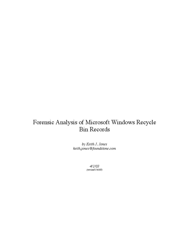 Forensic Analysis of Microsoft Windows Recycle Bin Records PDF | PDF | Computer File ...