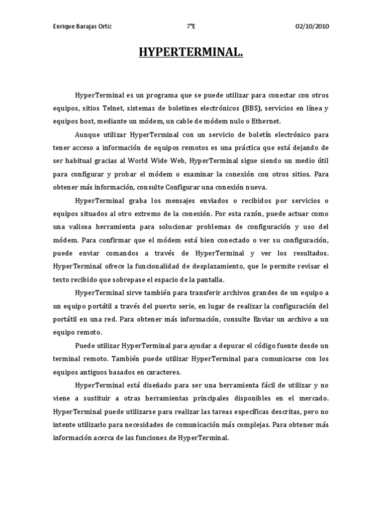 TAREA 3 Introducción A HyperTerminal | PDF | Módem | Point and Click
