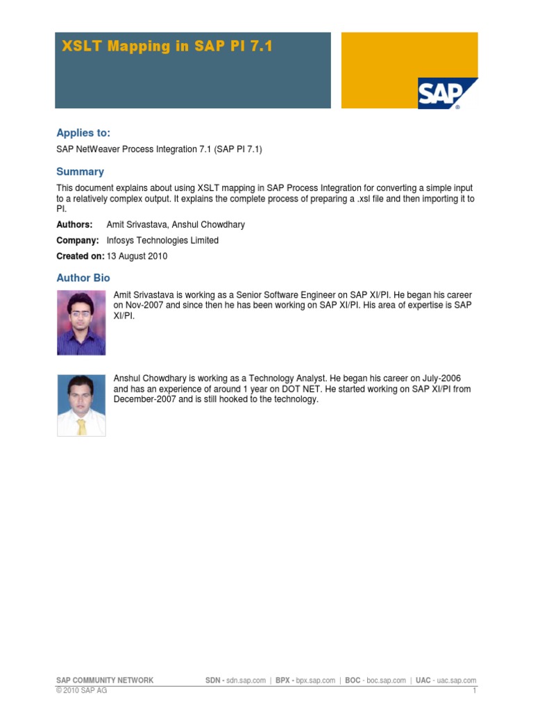 Xslt Mapping In Sap Pi 71 Pdf Pdf 