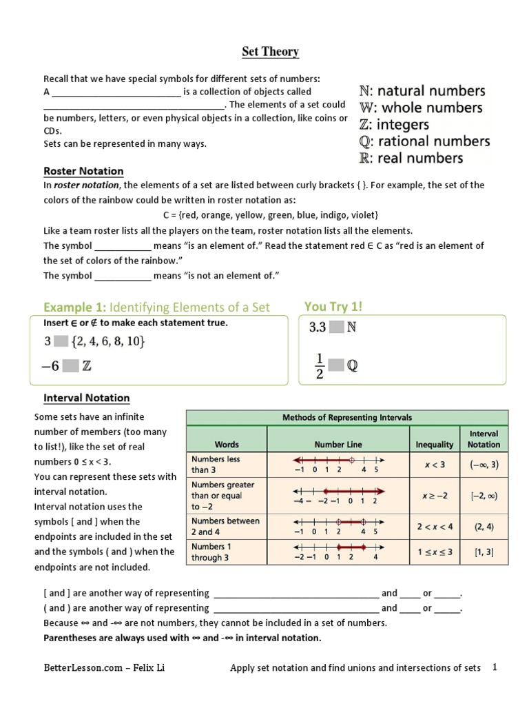 Set Theory: Example 1: Identifying Elements of A Set You Try 1! | PDF ...