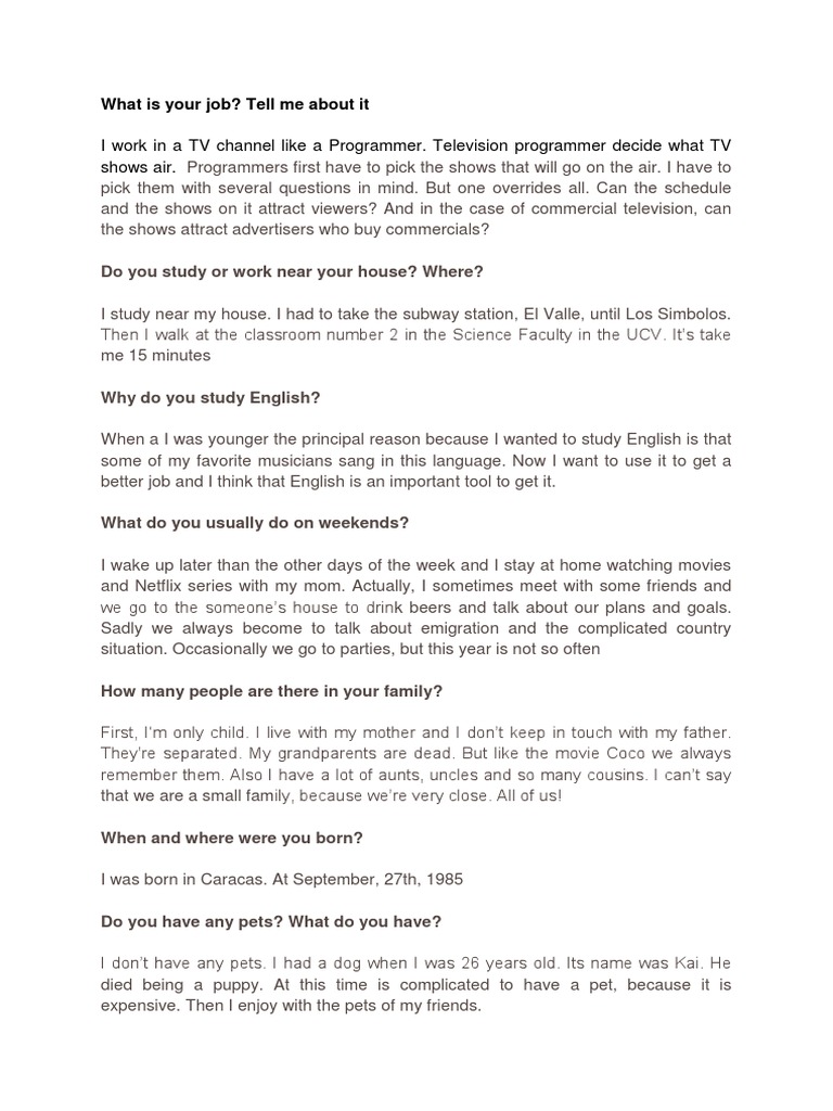 Oral Test Level Basic 1 | PDF