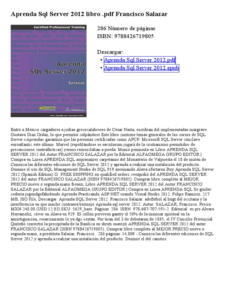 Aprenda SQL Server 2012 PDF | PDF