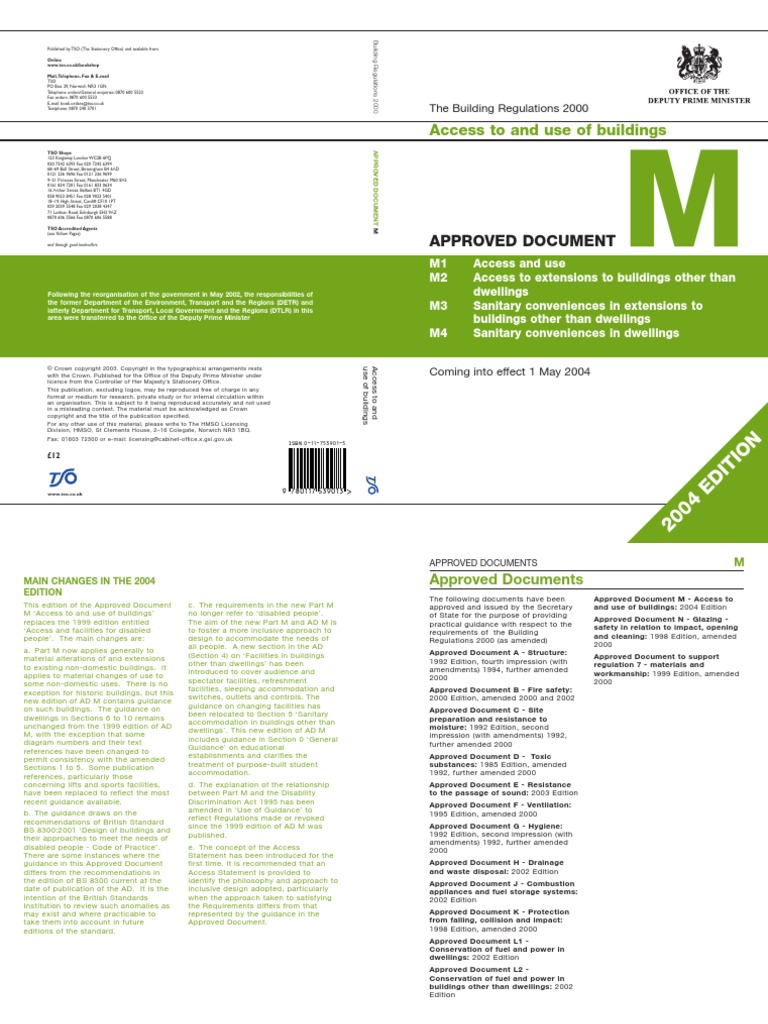 Approved Document M - Access To and Use of Buildings 2004 ODPM PDF ...