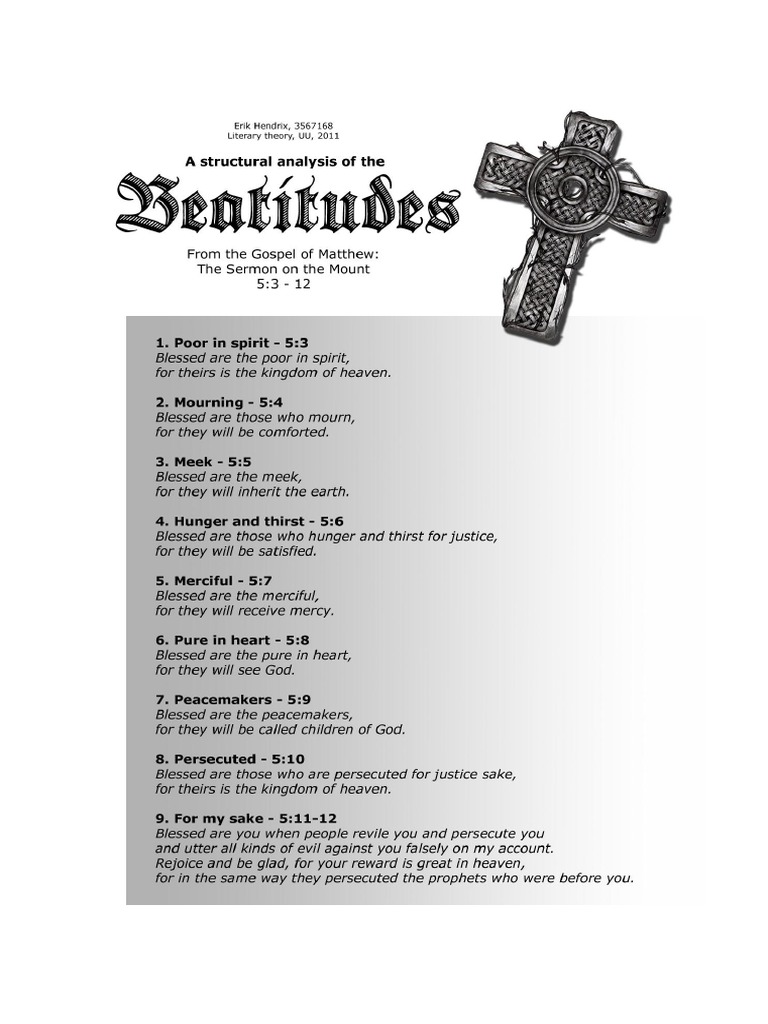 Structural Analysis of the Beatitudes | PDF | Beatitudes | Gospel Of ...