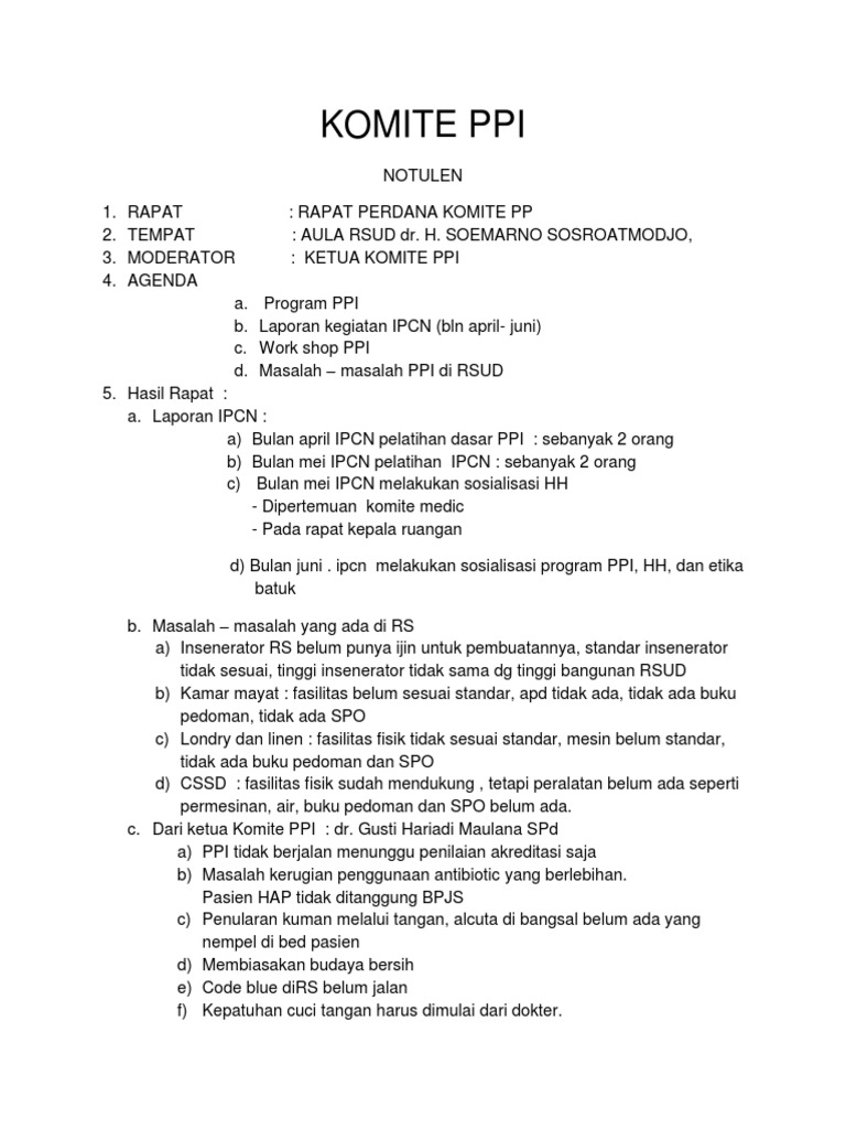 Notulen Rapat Komite Ppi | PDF