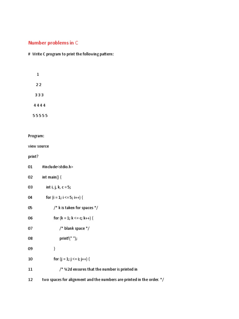 C - Pattern Codes | PDF | Computer Science | Computing