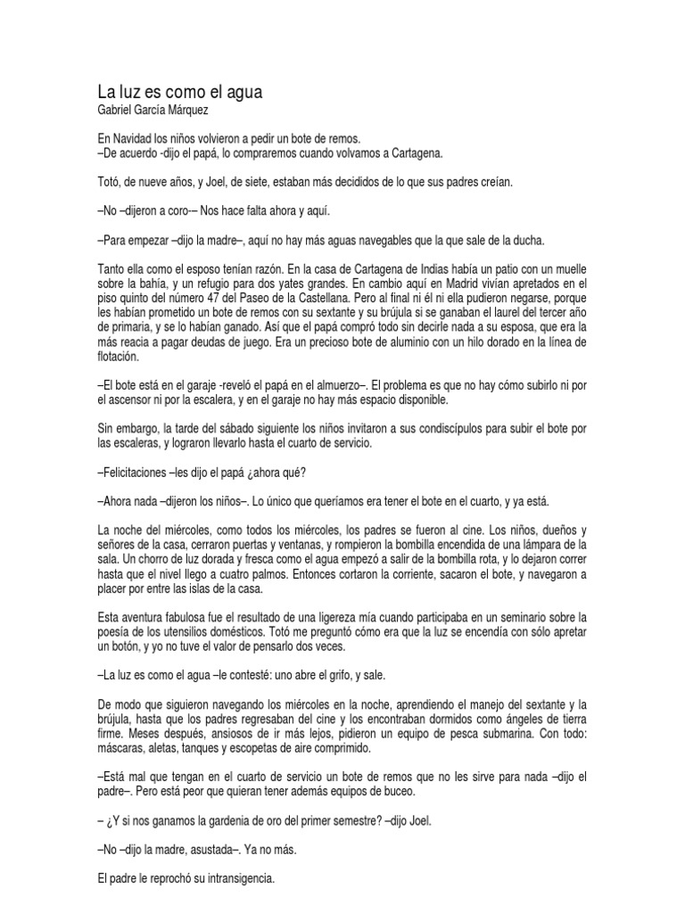 La Luz Es Como El Agua | PDF | Naturaleza