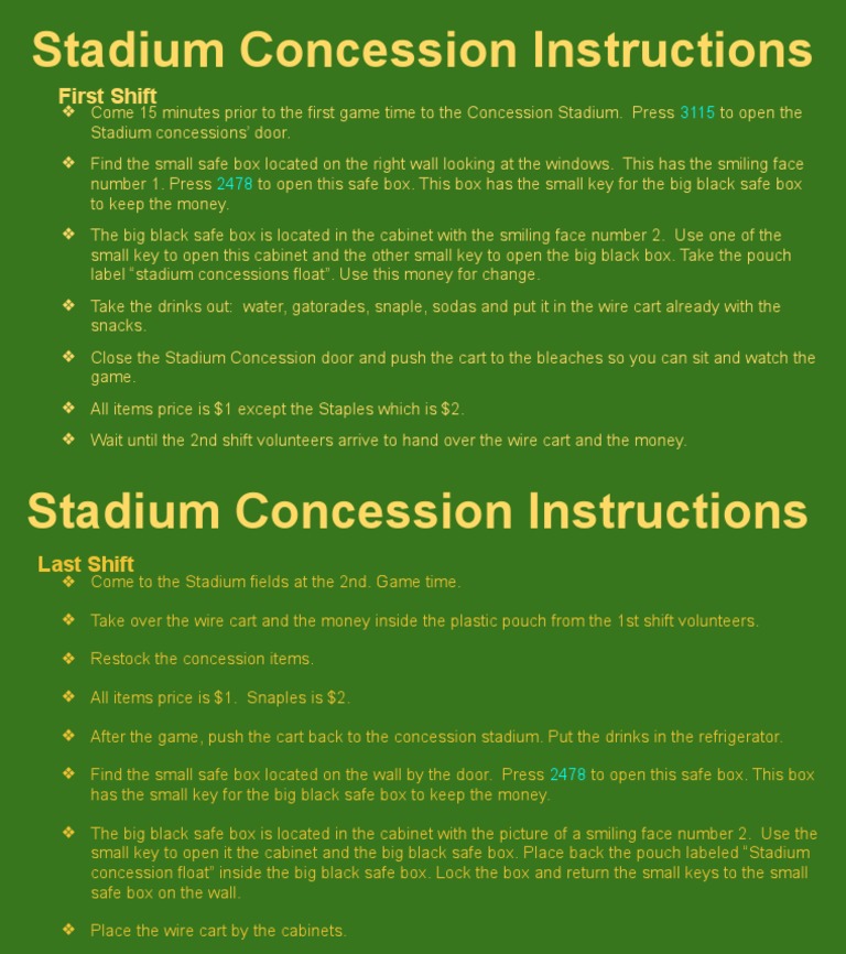 Stadium Concession Instructions | PDF | Cooking, Food & Wine | Home ...