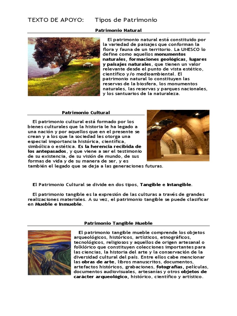 Tipos de Patrimonio | PDF | Bienes (Ley) | Patrimonio cultural