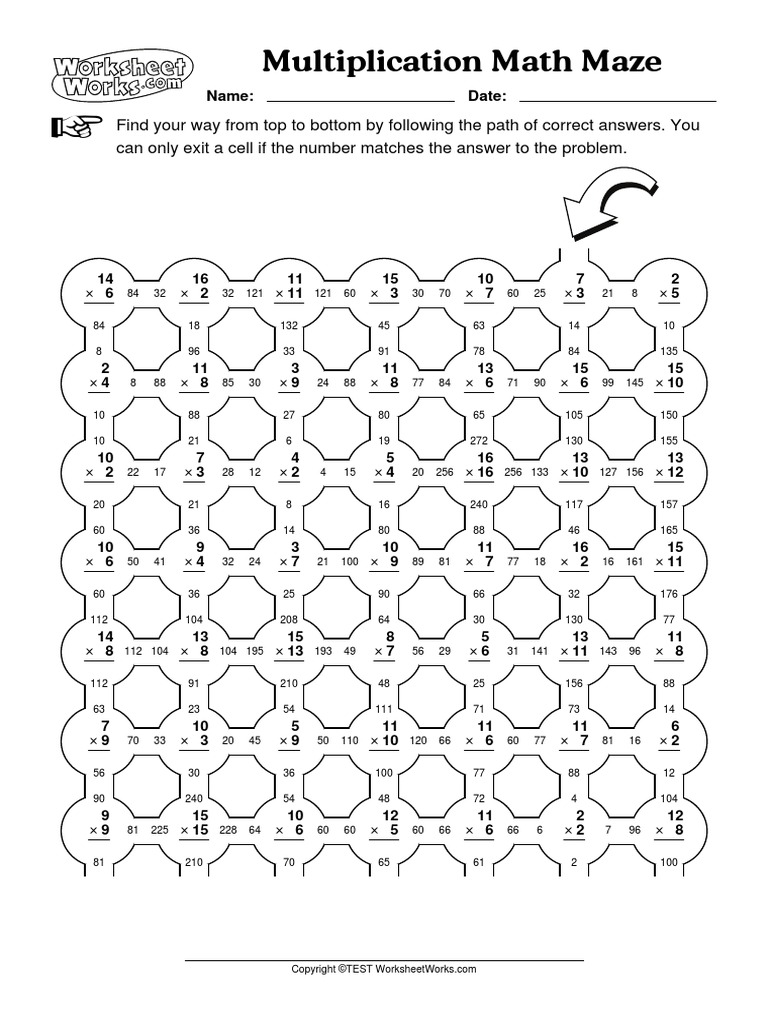 Multiplication Math Maze | Leisure