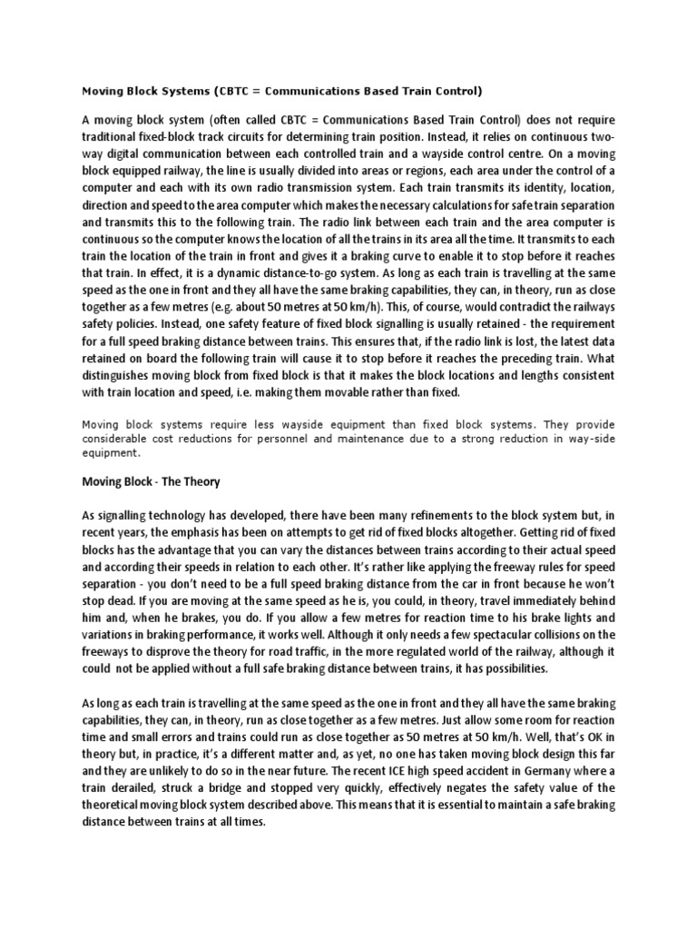 Moving Block Systems | PDF | Train | Radio