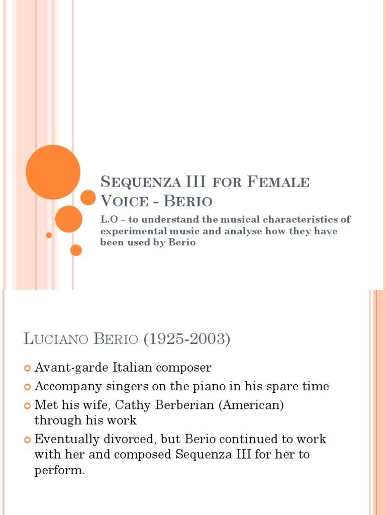 Sequenza III For Female Voice - Berio | PDF | Singing | Harmony