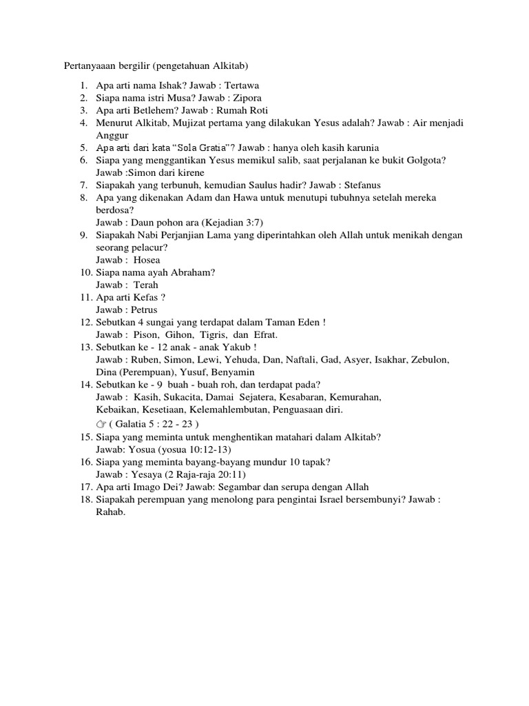 Soal Cerdas Cermat Alkitab | PDF