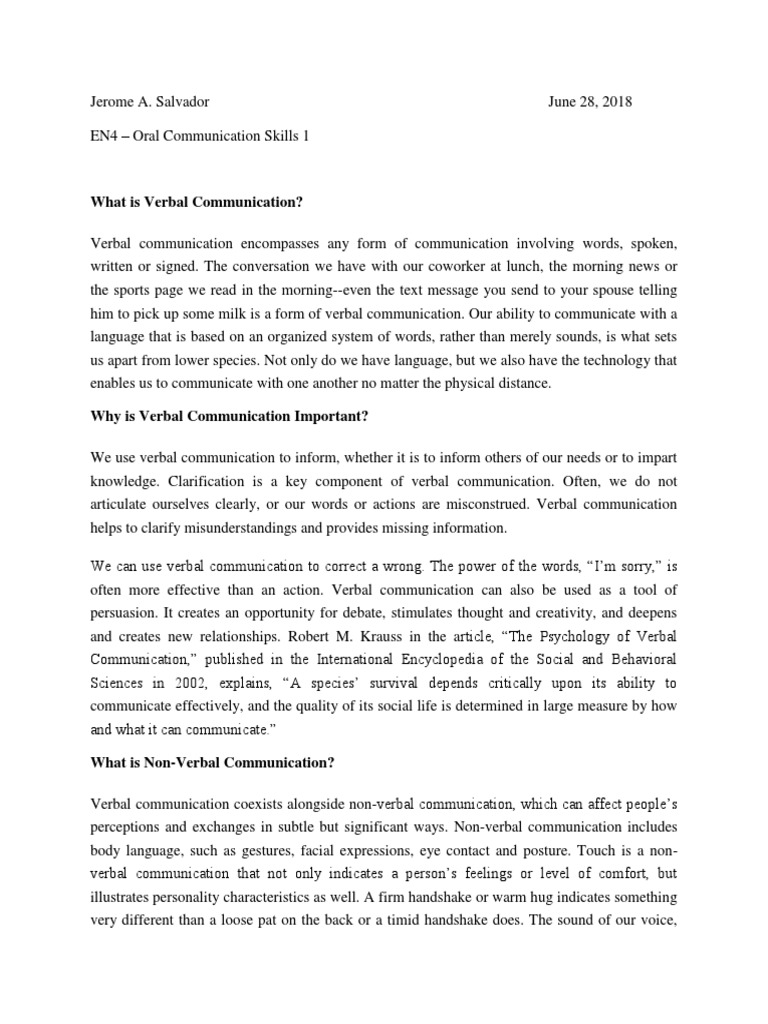 What Is Verbal Communication? | PDF | Nonverbal Communication | Cybernetics