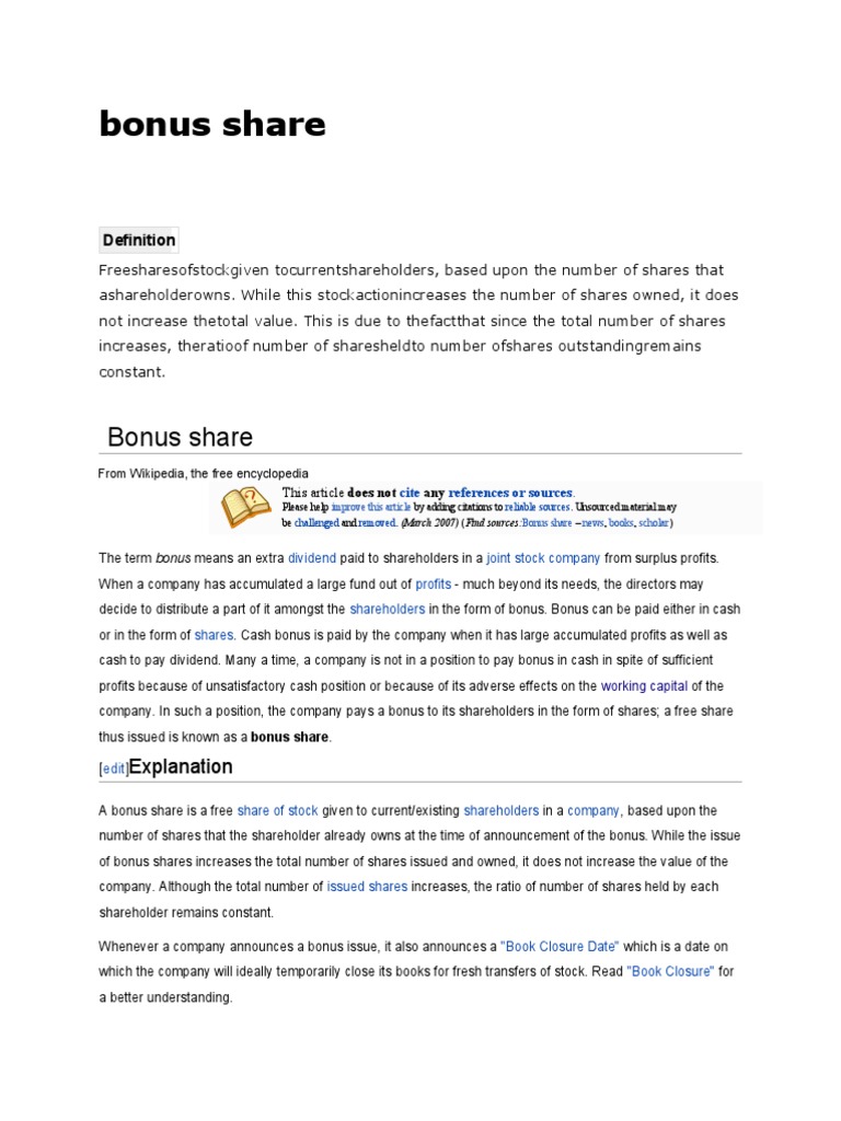 Understanding Bonus Shares Explained | PDF | Stocks | Companies