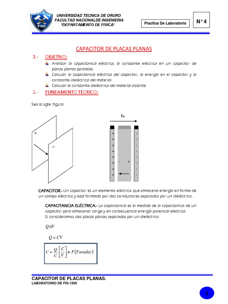4 Capacitor de Placas Planas Paralelas IMPRIMIR | PDF | Capacidad | Condensador