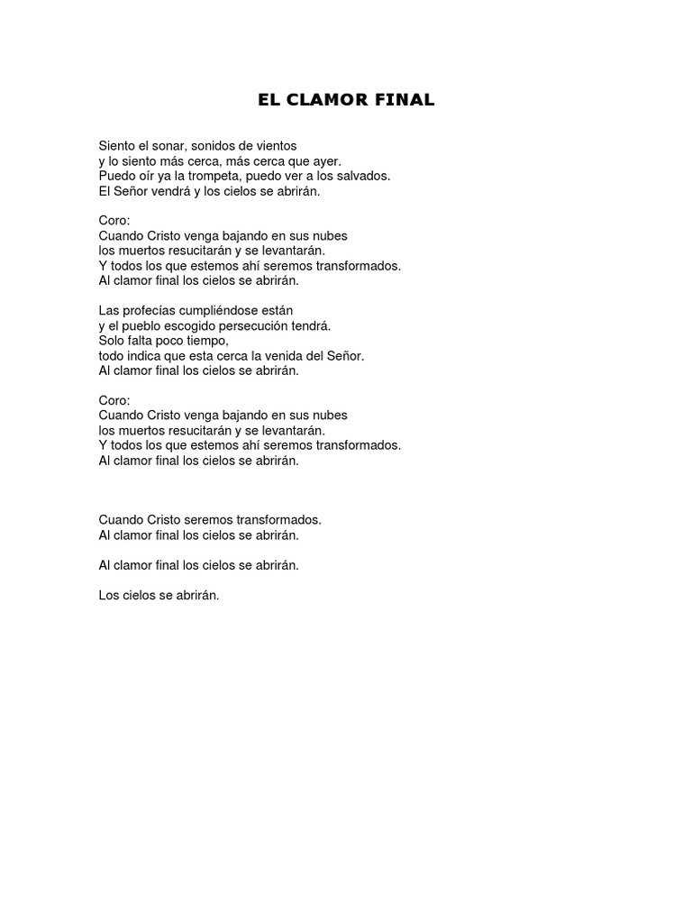 Clamor Final Letra | PDF