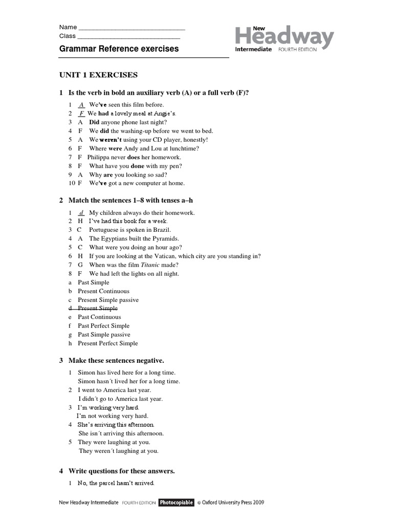 New Headway Intermediate Additional Exercises - Prof. Galo Proano. 2014 ...