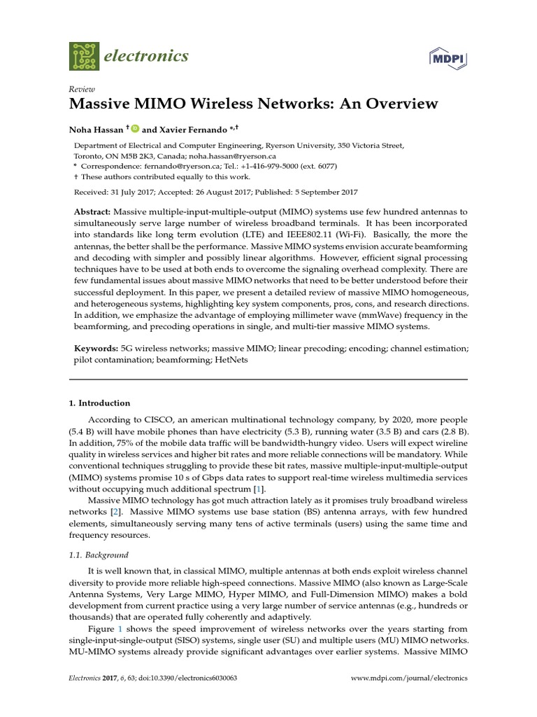 Electronics: Massive MIMO Wireless Networks: An Overview | PDF | Mimo ...