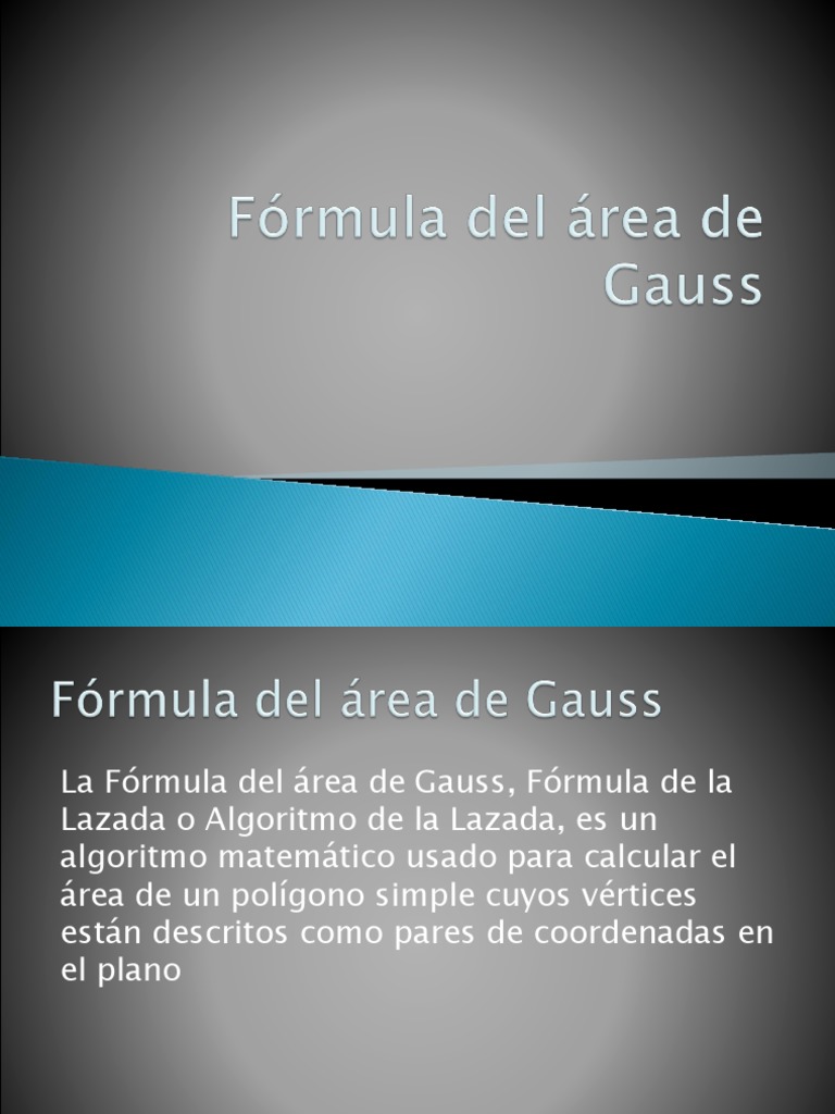Fórmula Del Área de Gauss | PDF | Teoría de los números | Conceptos ...