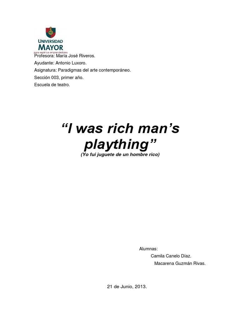 I Was Rich Man's Plaything | Descargar gratis PDF | Pinturas | Artes ...