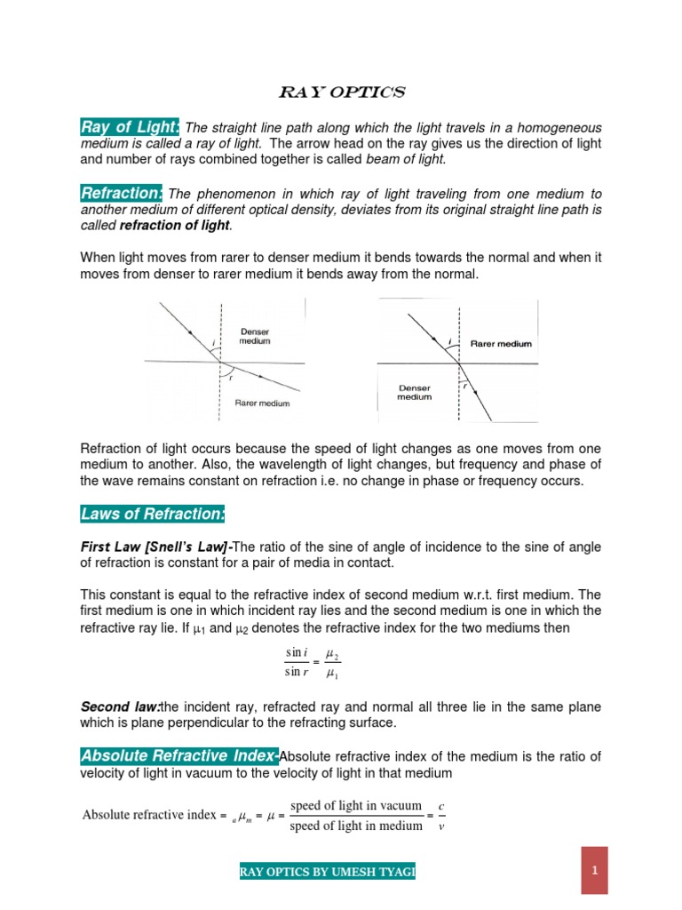 Text Ray Optics | PDF | Lens (Optics) | Refraction