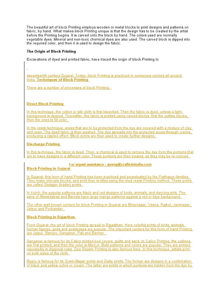 The Beautiful Art of Block Printing Employs Wooden or Metal Blocks To ...