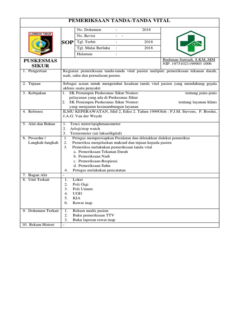 Sop Pemeriksaan TTV | PDF