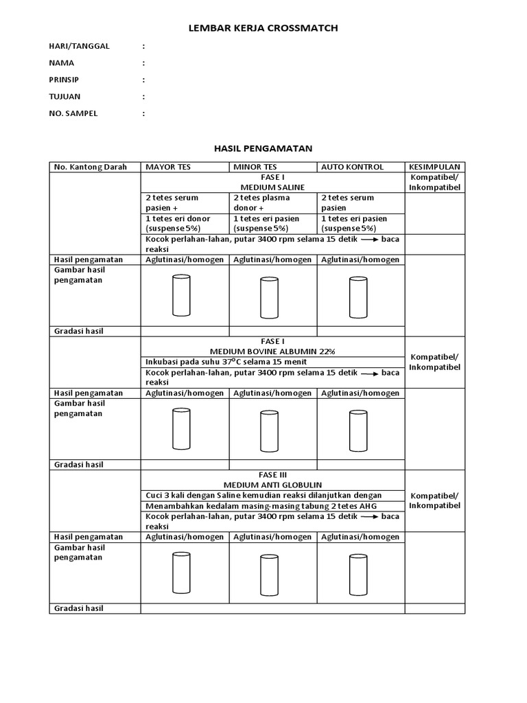 Lembar Kerja Crossmatch | PDF