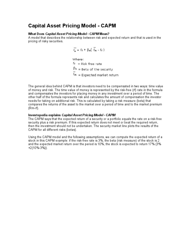 Capital Asset Pricing Model | PDF