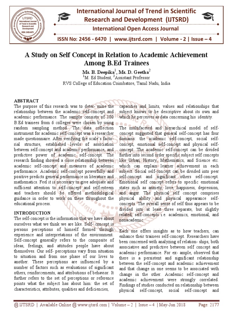 Self-Concept and Academic Achievement Study | PDF | Self Concept | Self