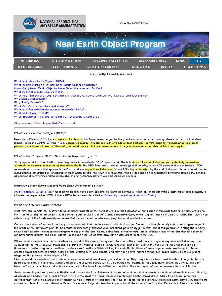Understanding Near-Earth Objects (NEOs) | PDF | Meteoroid | Comet