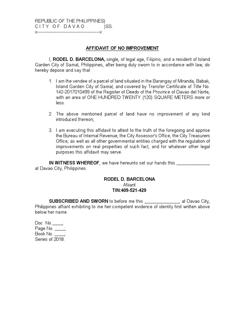 Affidavit of No Improvement | PDF