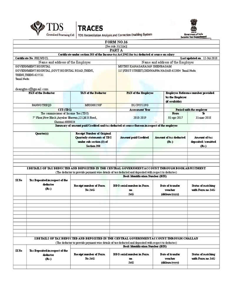 Form No 16 | PDF | Receipt | Taxation