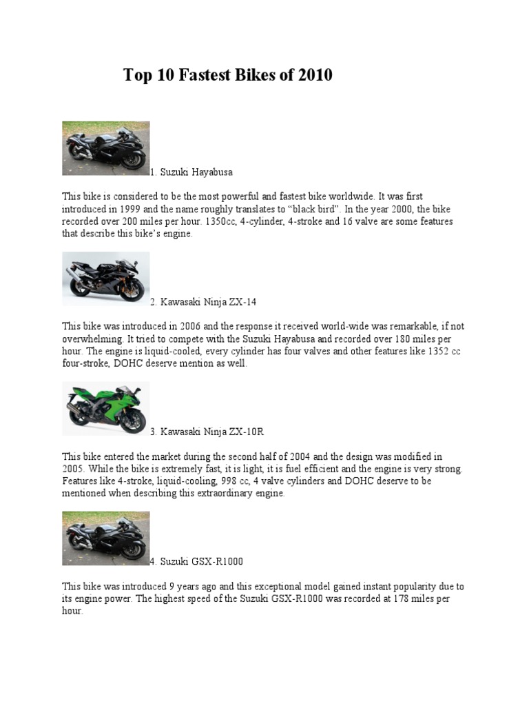 Top 10 Bikes 2010 | PDF | Motorcycle | Automotive Industry
