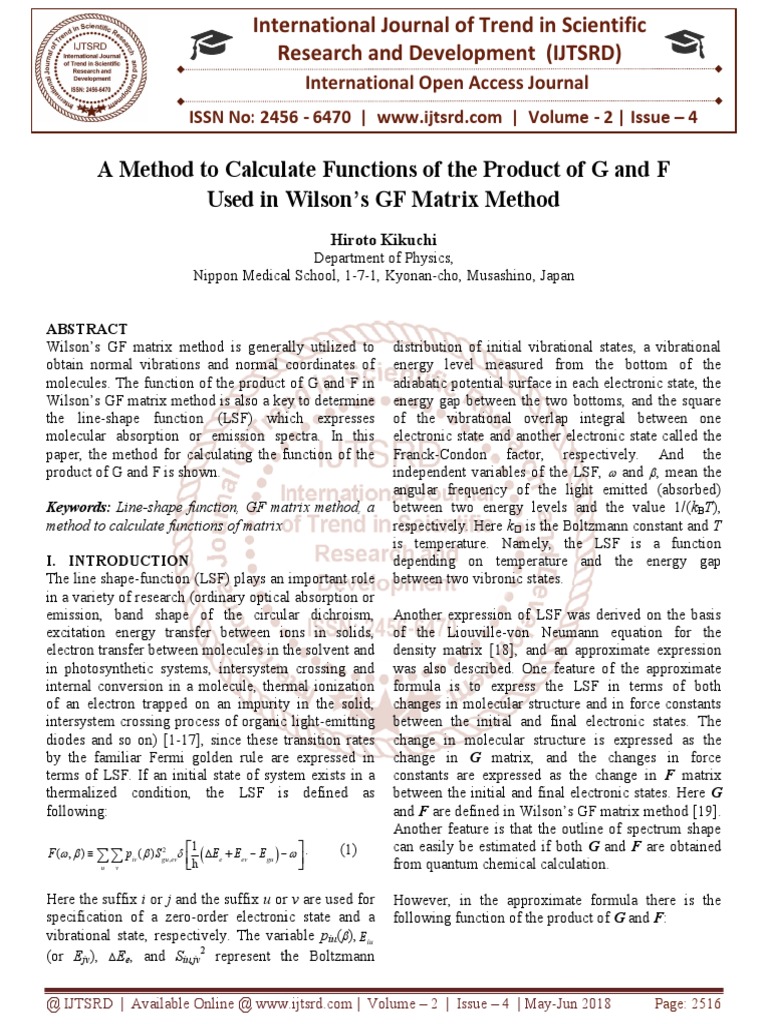 A Method To Calculate Functions of The Product of G and F Used in ...