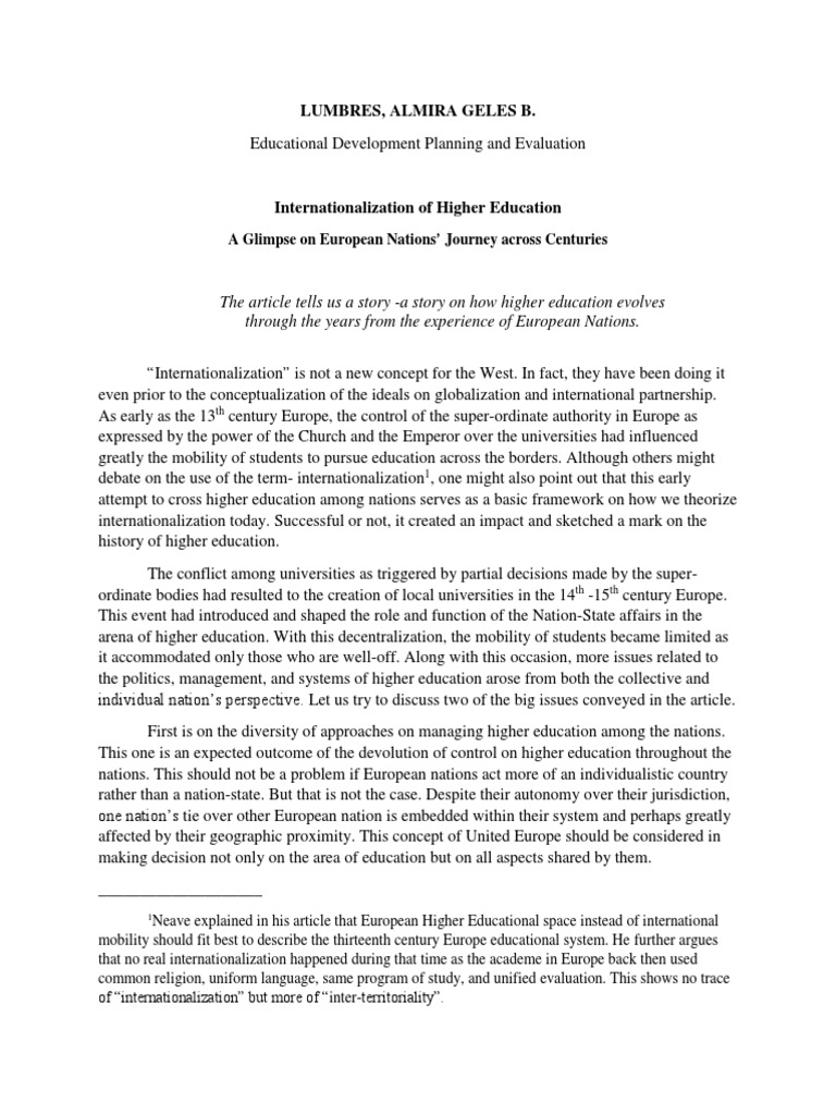 Educational Development Reflection Paper | PDF | Nation | University