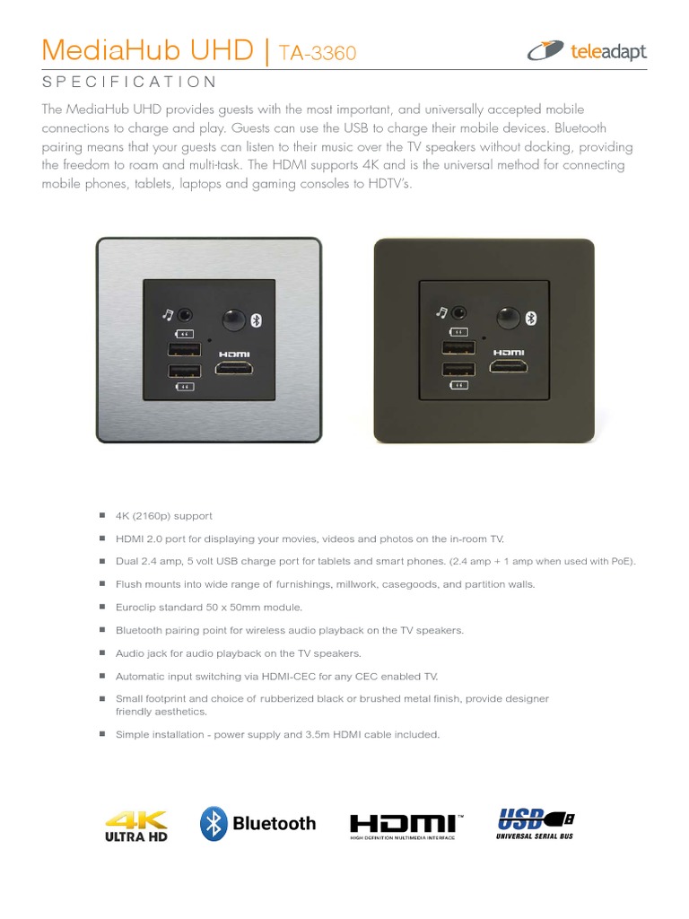 Media Hub | PDF | Electrical Connector | Hdmi
