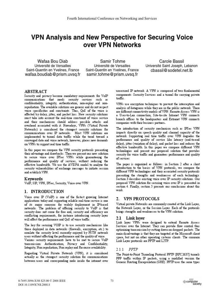 VPN Analysis and New Perspective For Securing Voice Over VPN Networks | PDF | Virtual Private ...