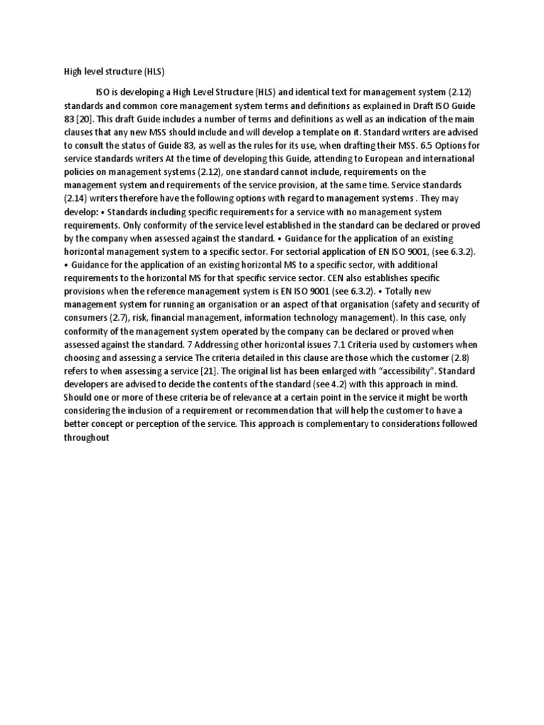 High Level Structure | PDF | Standardization | International ...