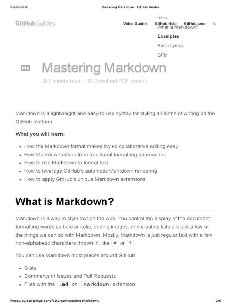 Mastering Markdown GitHub Guides | Download Free PDF | Areas Of ... Mastering Markdown GitHub Guides | Download Free PDF | Areas Of ...